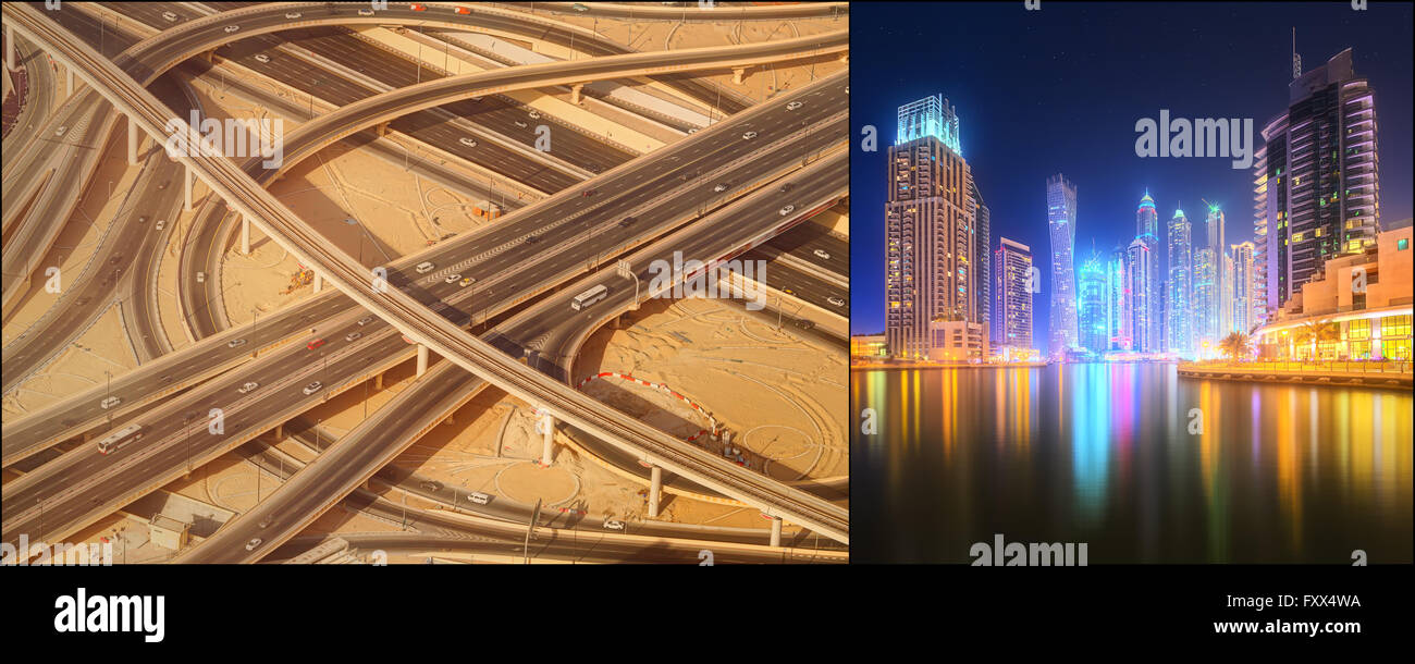 Beautiful cityscape set and collage of Dubai, UAE Stock Photo - Alamy