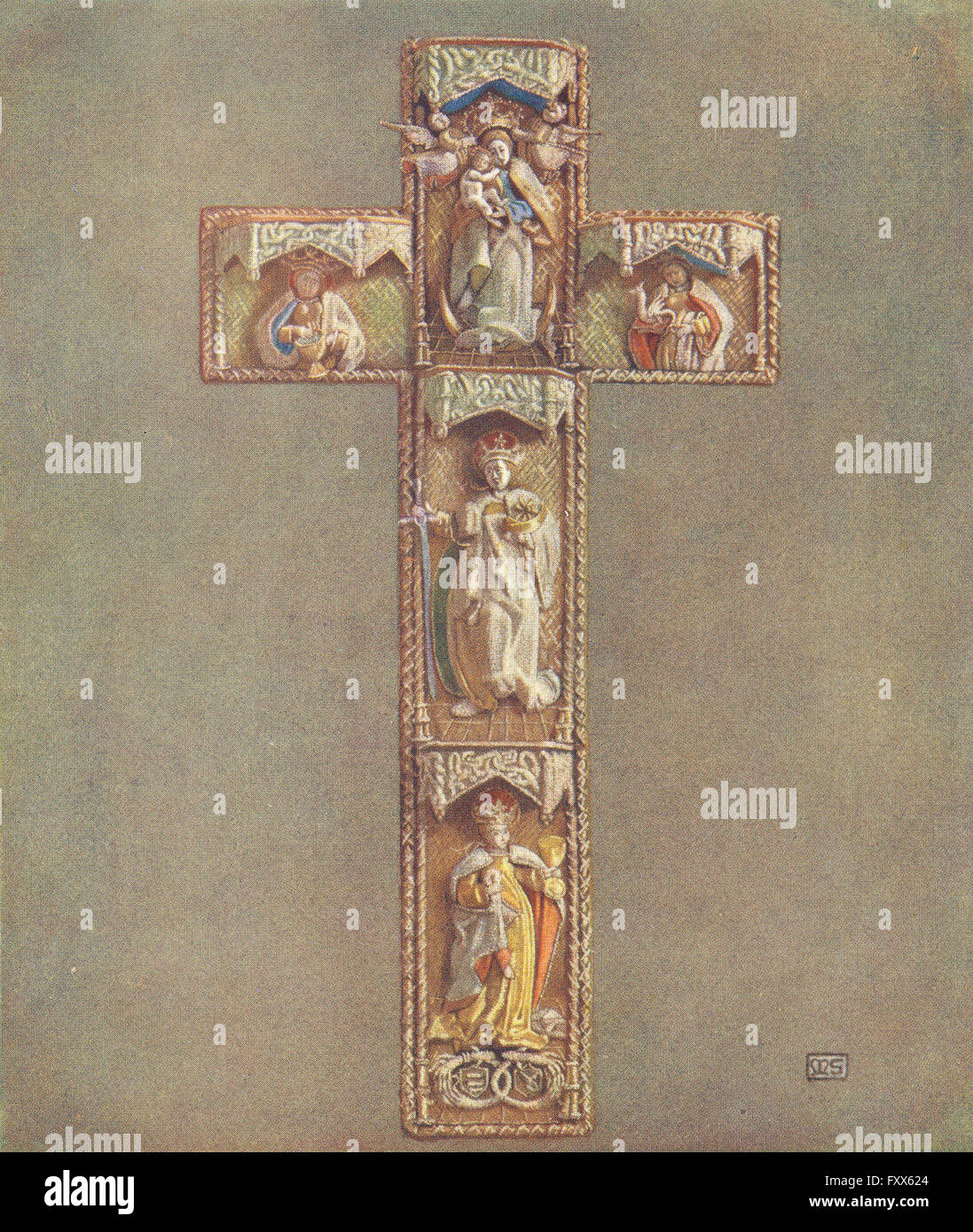 ESZTERGOM: Cross embroidered, Chasuble, treasure, antique print 1909 ...