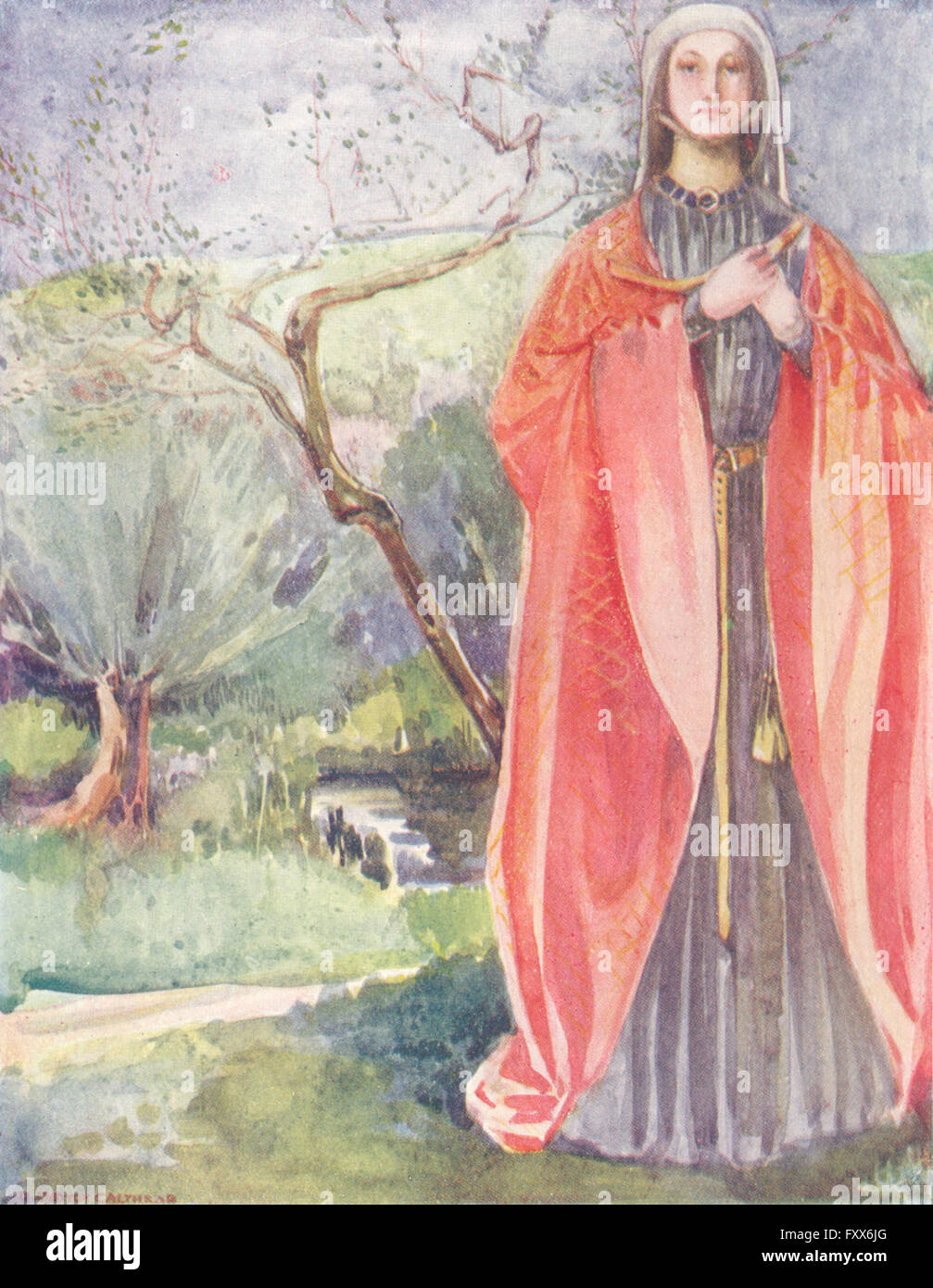 COSTUME: A Woman of reign John 1199-1216, vintage print 1926 Stock ...