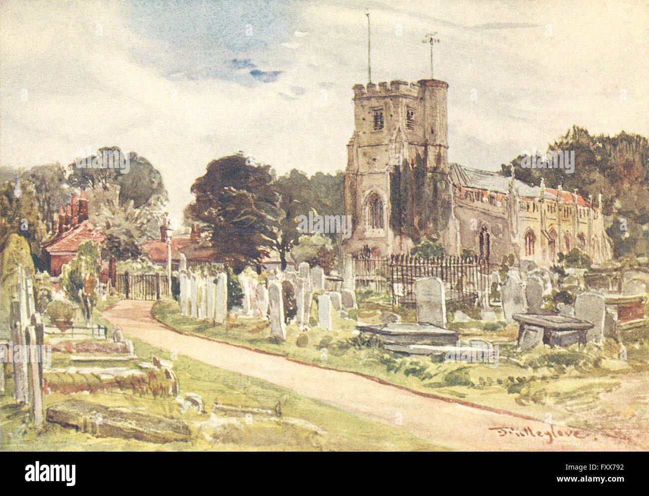 LONDON: Edmonton Church, antique print 1907 Stock Photo - Alamy