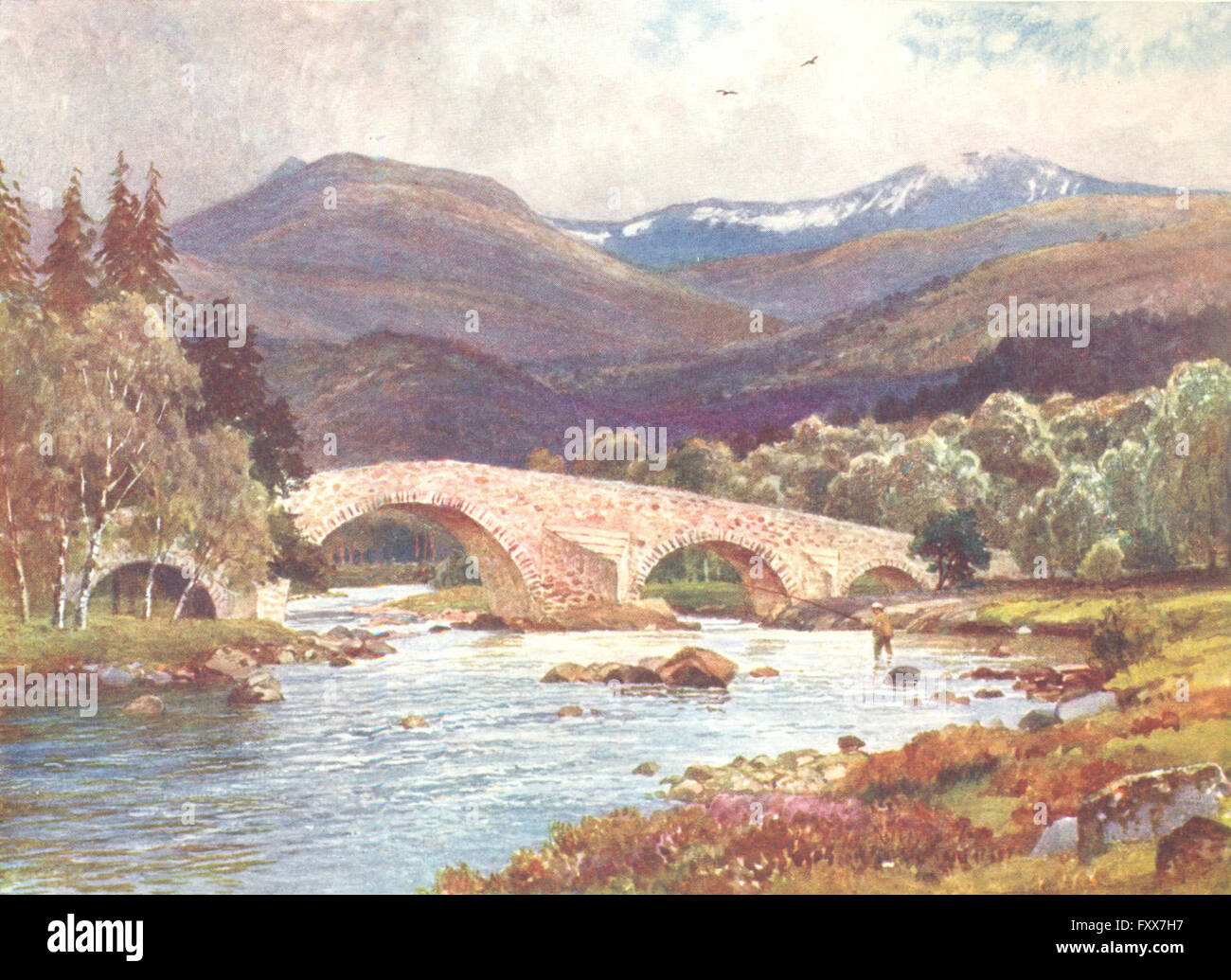 SCOTLAND: Mar bridge & Lochnagar, Aberdeenshire, antique print 1904 ...