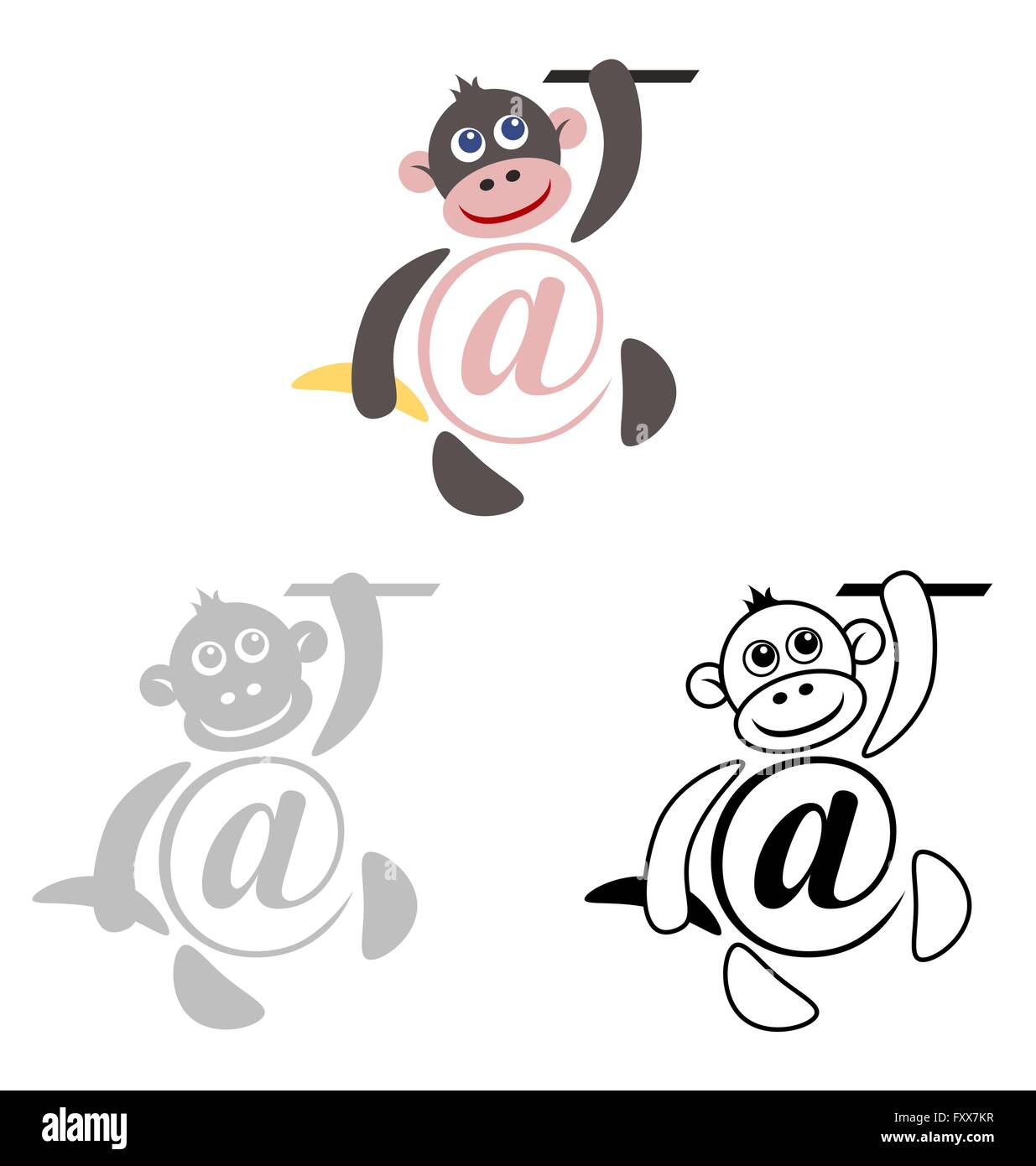 international sign email, animals monkey. vector illustration Stock ...