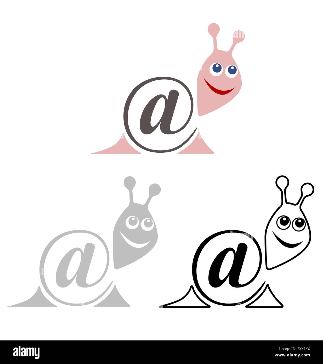 international sign email, animals snail. vector illustration Stock ...