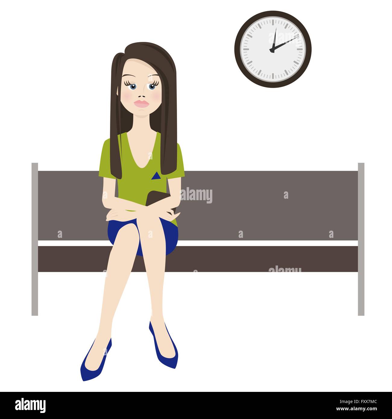 Melancholy woman wait. Vector illustration Stock Vector Image & Art - Alamy