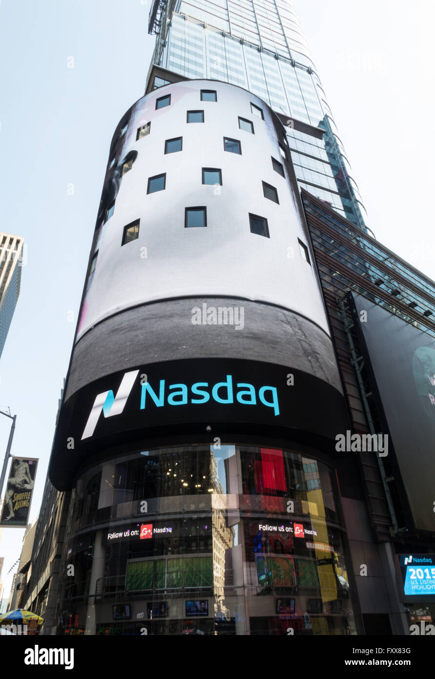 Electronic Billboard on NASDAQ MarketSite in Times Square, NYC Stock ...