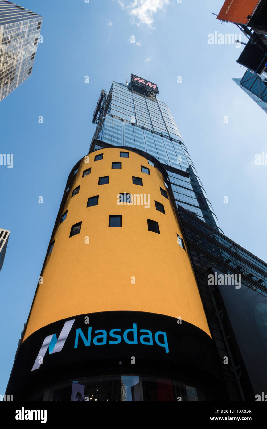Electronic Billboard on NASDAQ MarketSite in Times Square, NYC Stock ...