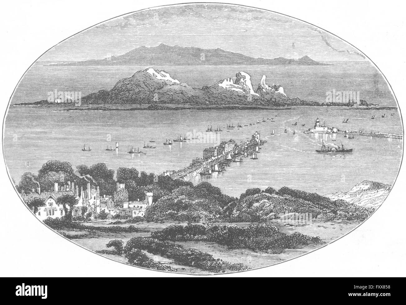 IRELAND: Howth harbour & Ireland's Eye, antique print 1888 Stock Photo ...