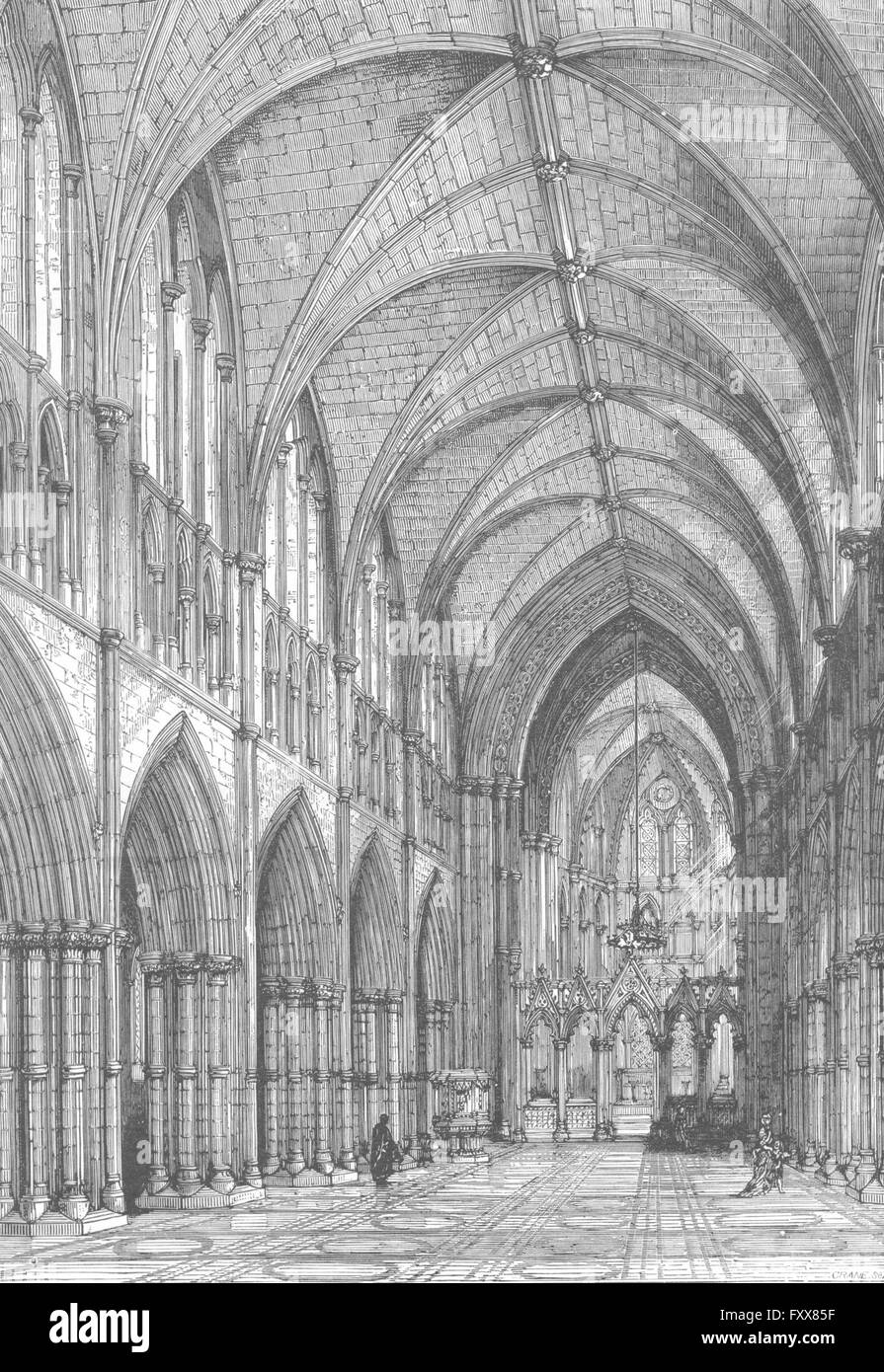 IRELAND: Christ Church, restored, antique print 1888 Stock Photo - Alamy