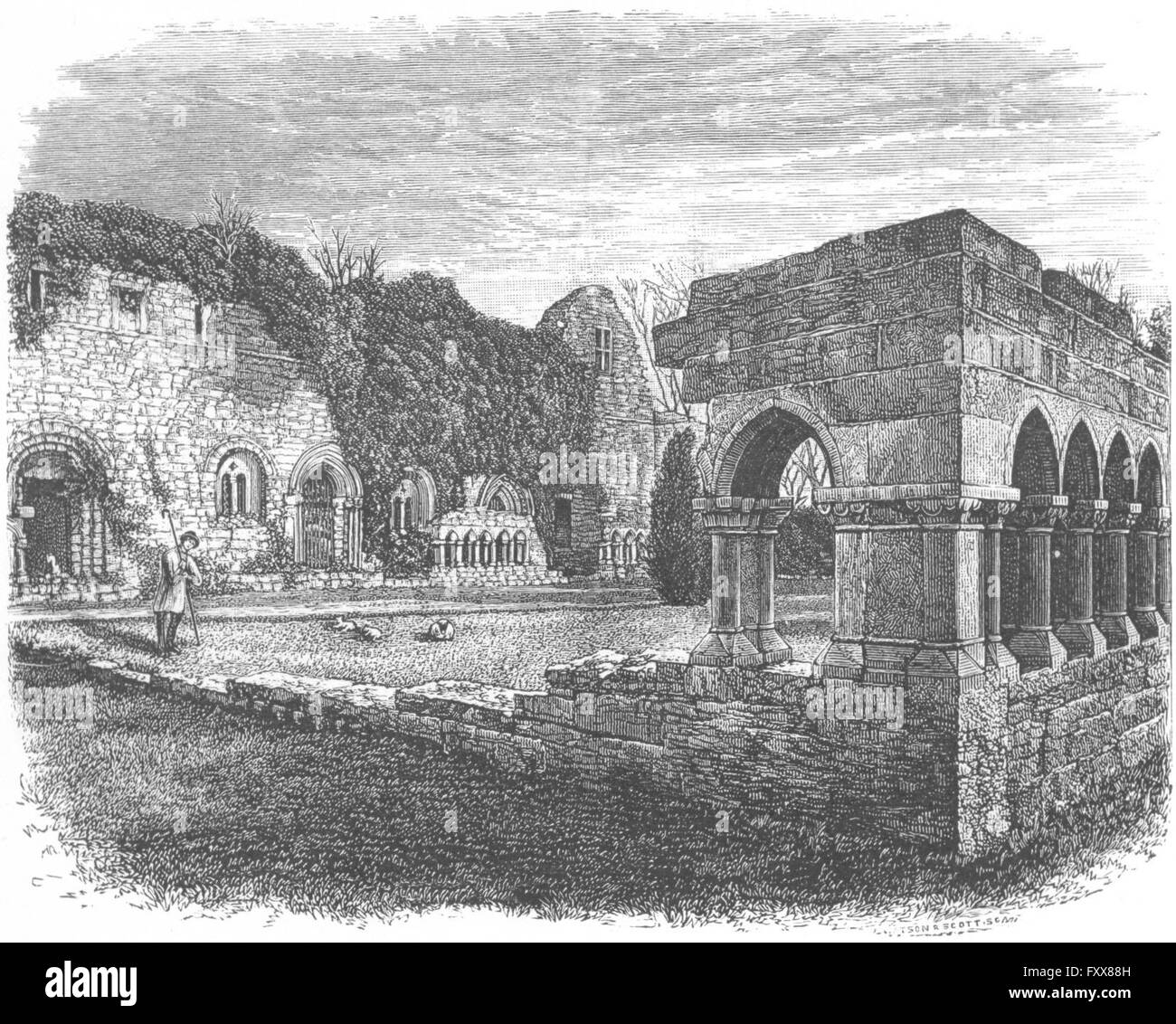 IRELAND: Cong Abbey, antique print 1888 Stock Photo - Alamy