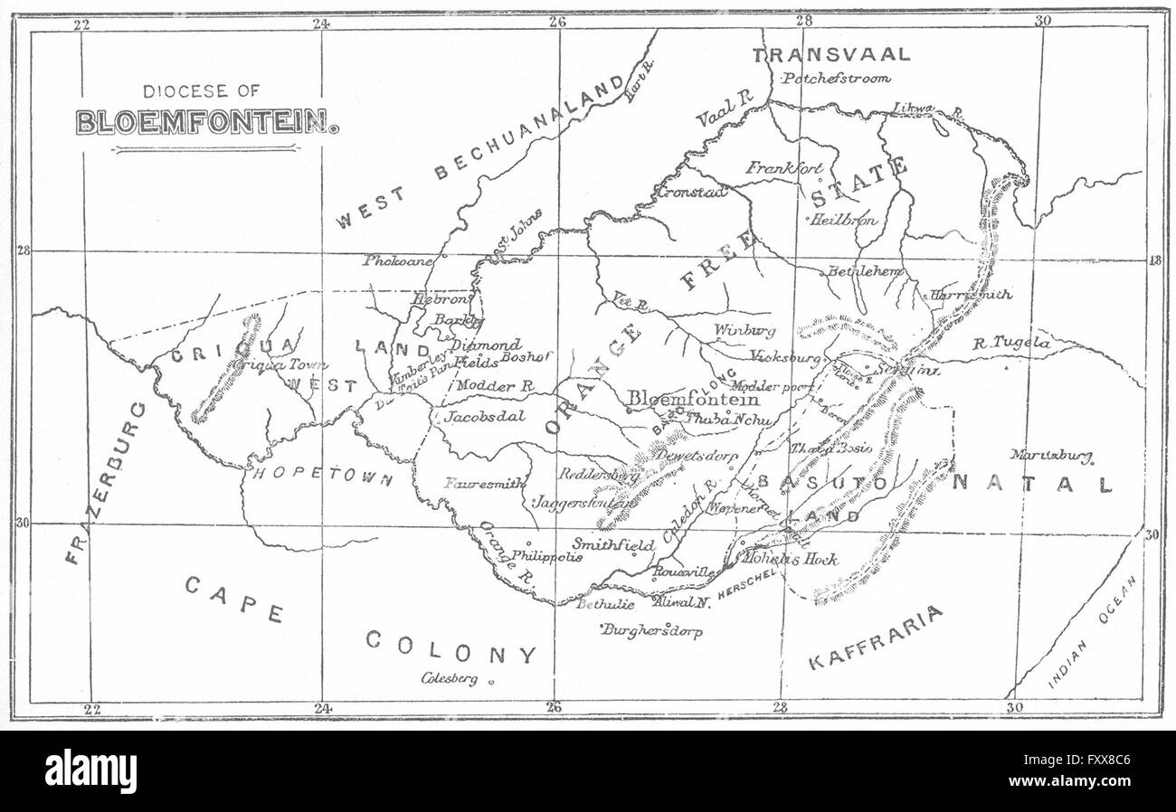 Vintage map of bloemfontein Black and White Stock Photos & Images - Alamy