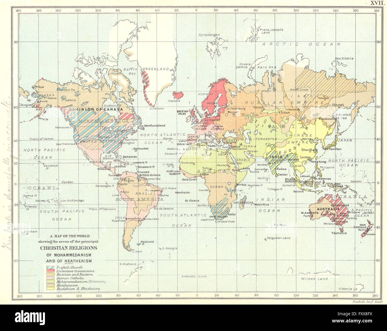 World religions map hi-res stock photography and images - Alamy