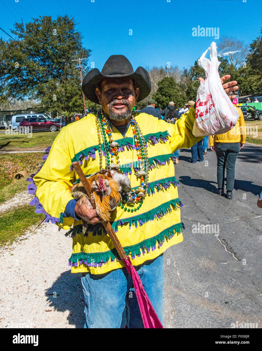 Rodney Victorian, chicken caption, a bag of donated meat and vegetables ...