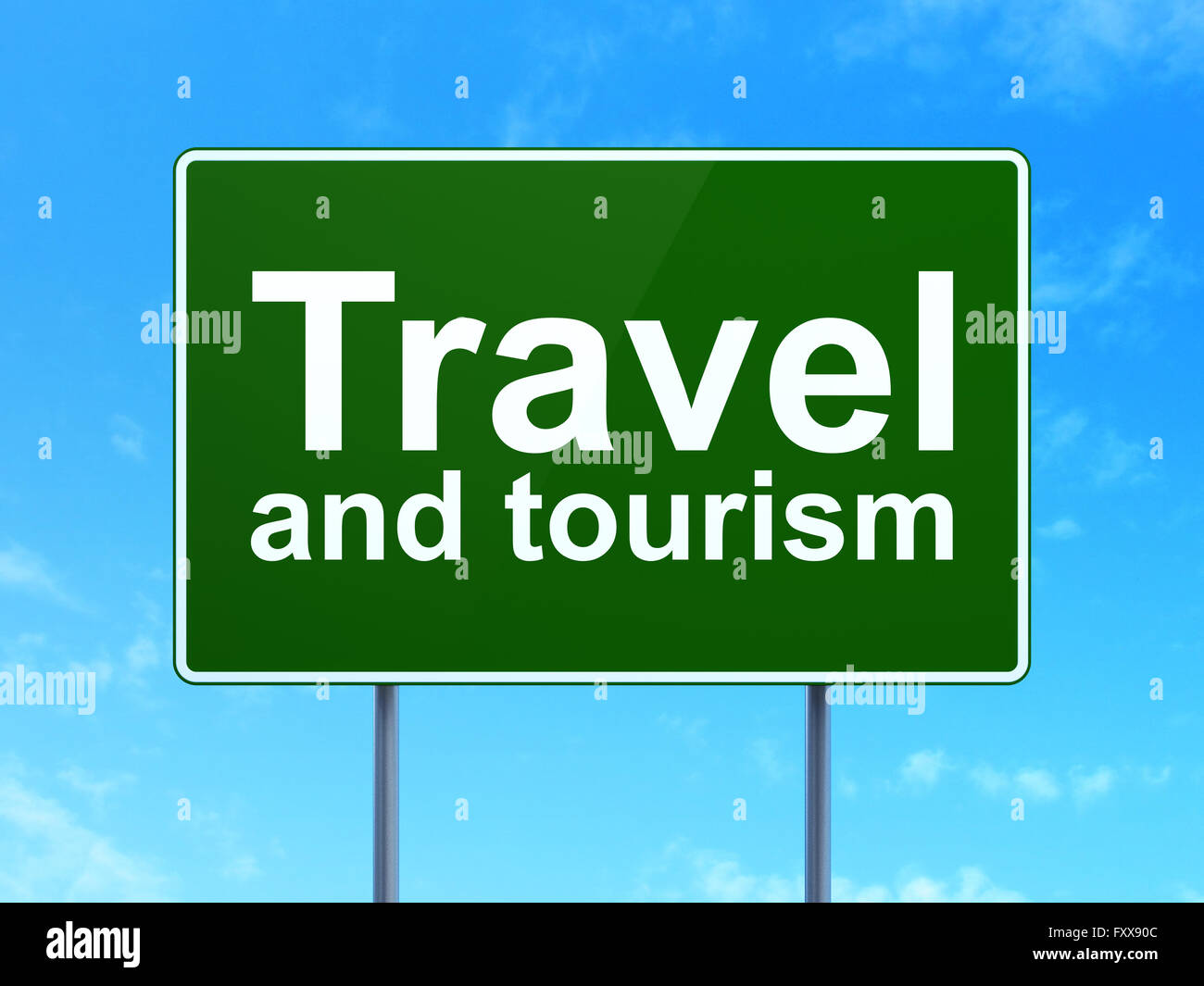 Tourism concept: Travel And Tourism on road sign background Stock Photo ...
