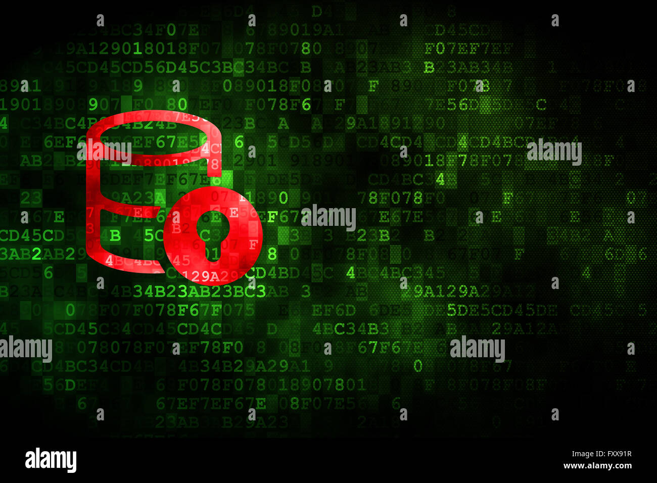 Programming concept: Database With Lock on digital background Stock ...