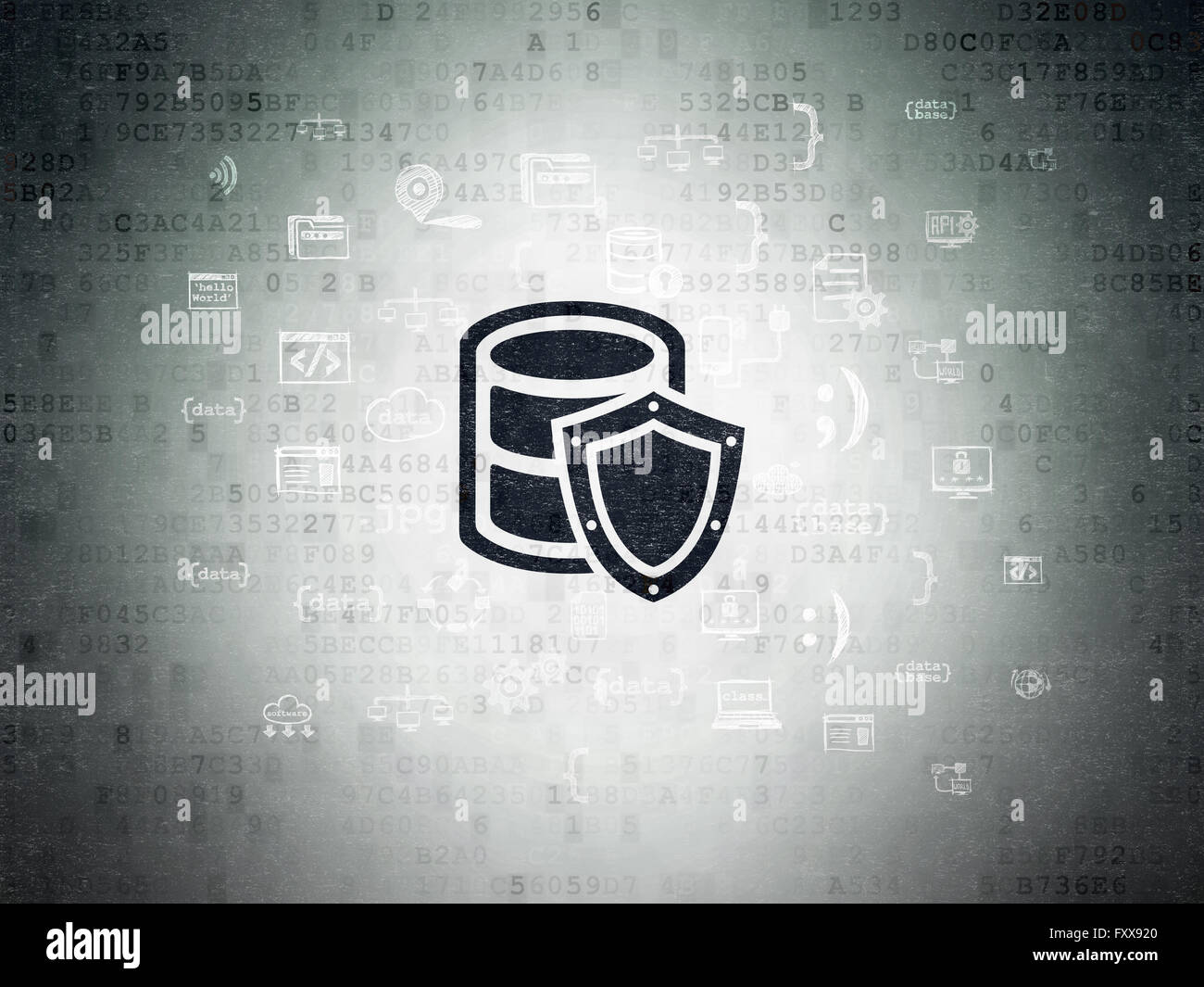 Database concept: Database With Shield on Digital Paper background ...