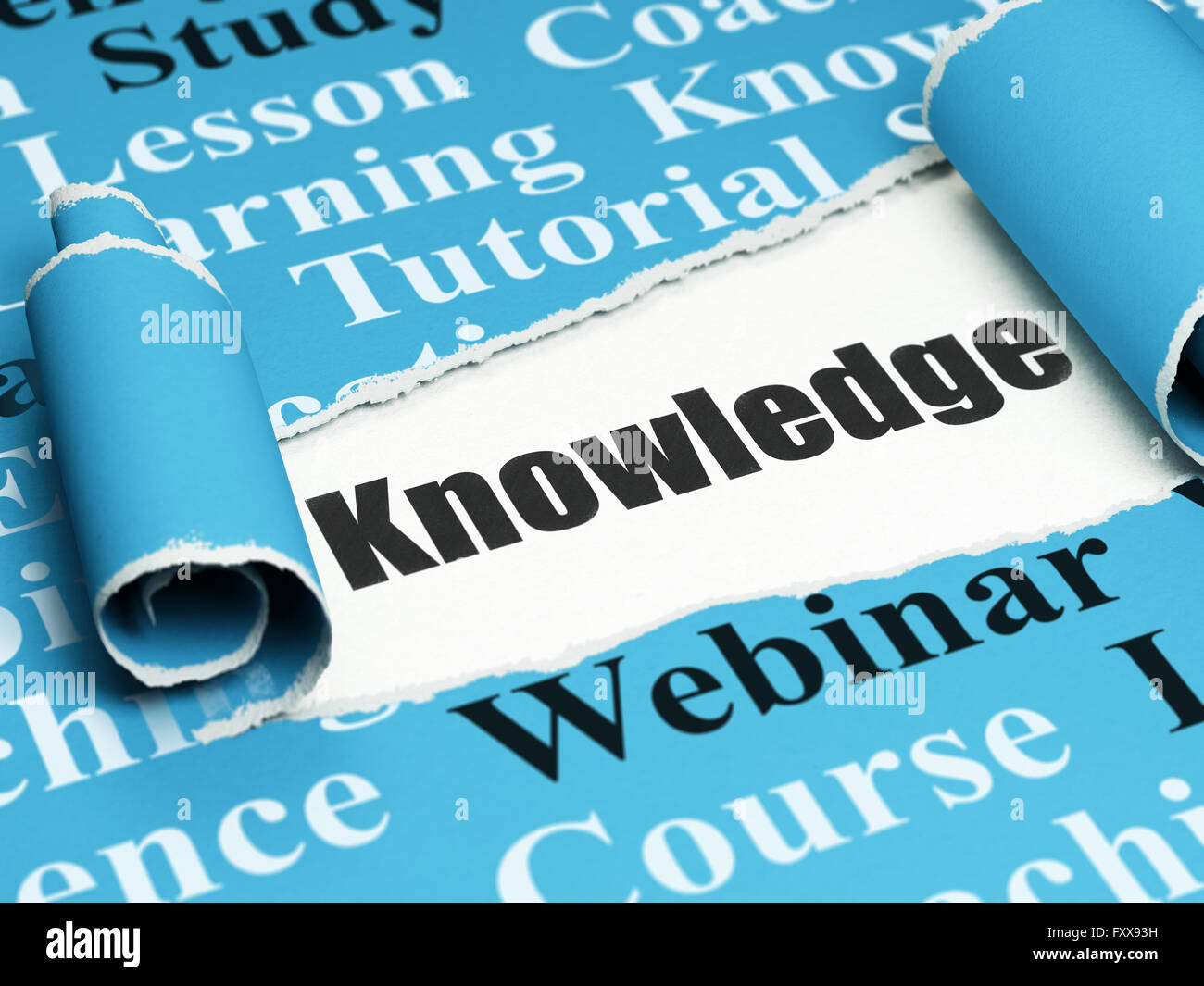 Education concept: black text Knowledge under the piece of torn paper ...