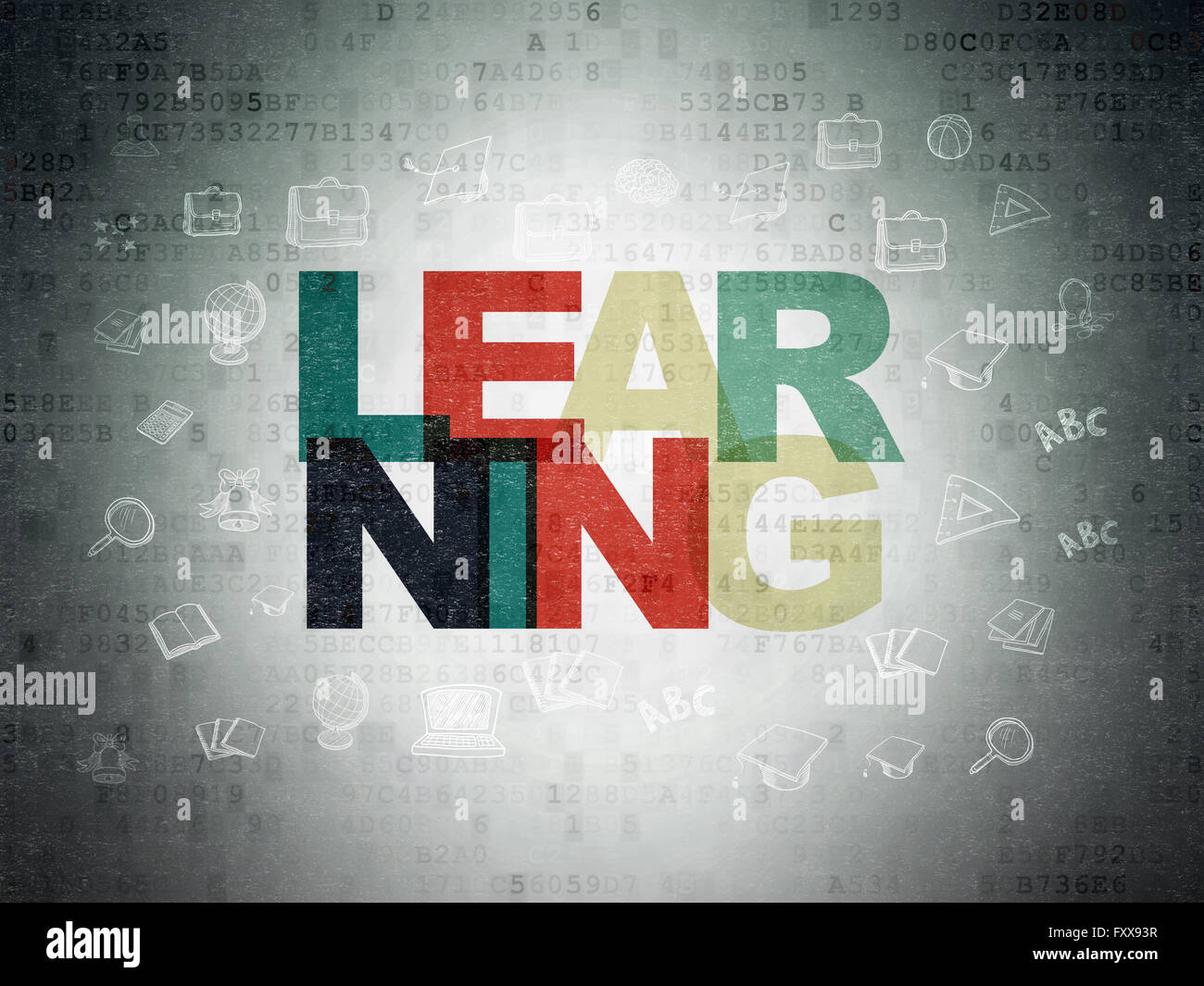 Learning concept: Learning on Digital Paper background Stock Photo - Alamy