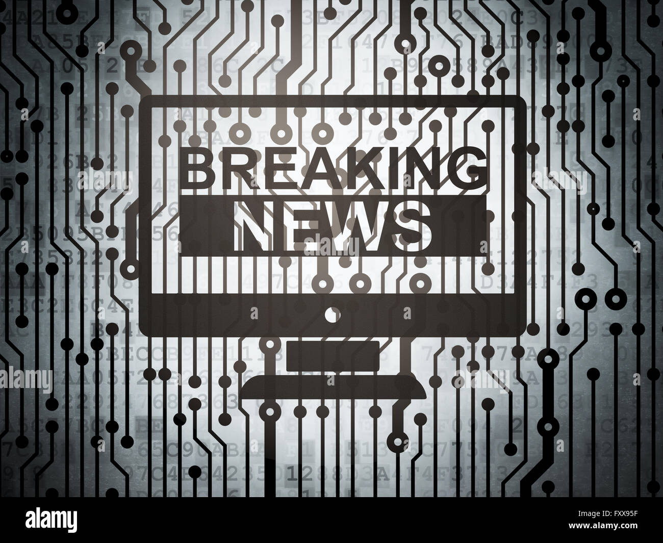 News concept: circuit board with Breaking News On Screen Stock Photo ...