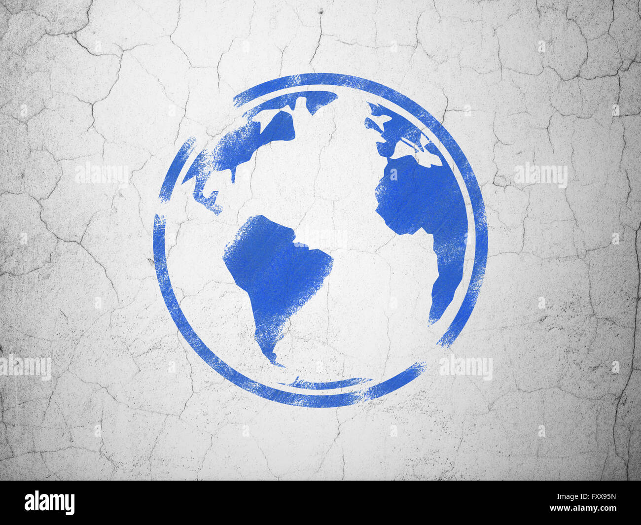 Science concept: Globe on wall background Stock Photo - Alamy