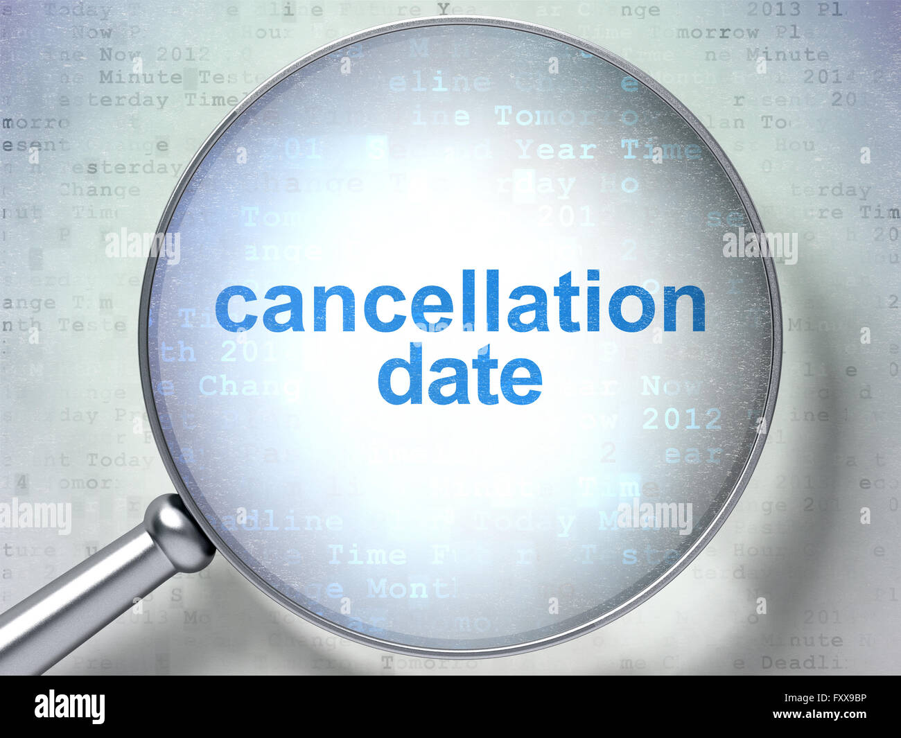 Time concept: Cancellation Date with optical glass Stock Photo - Alamy