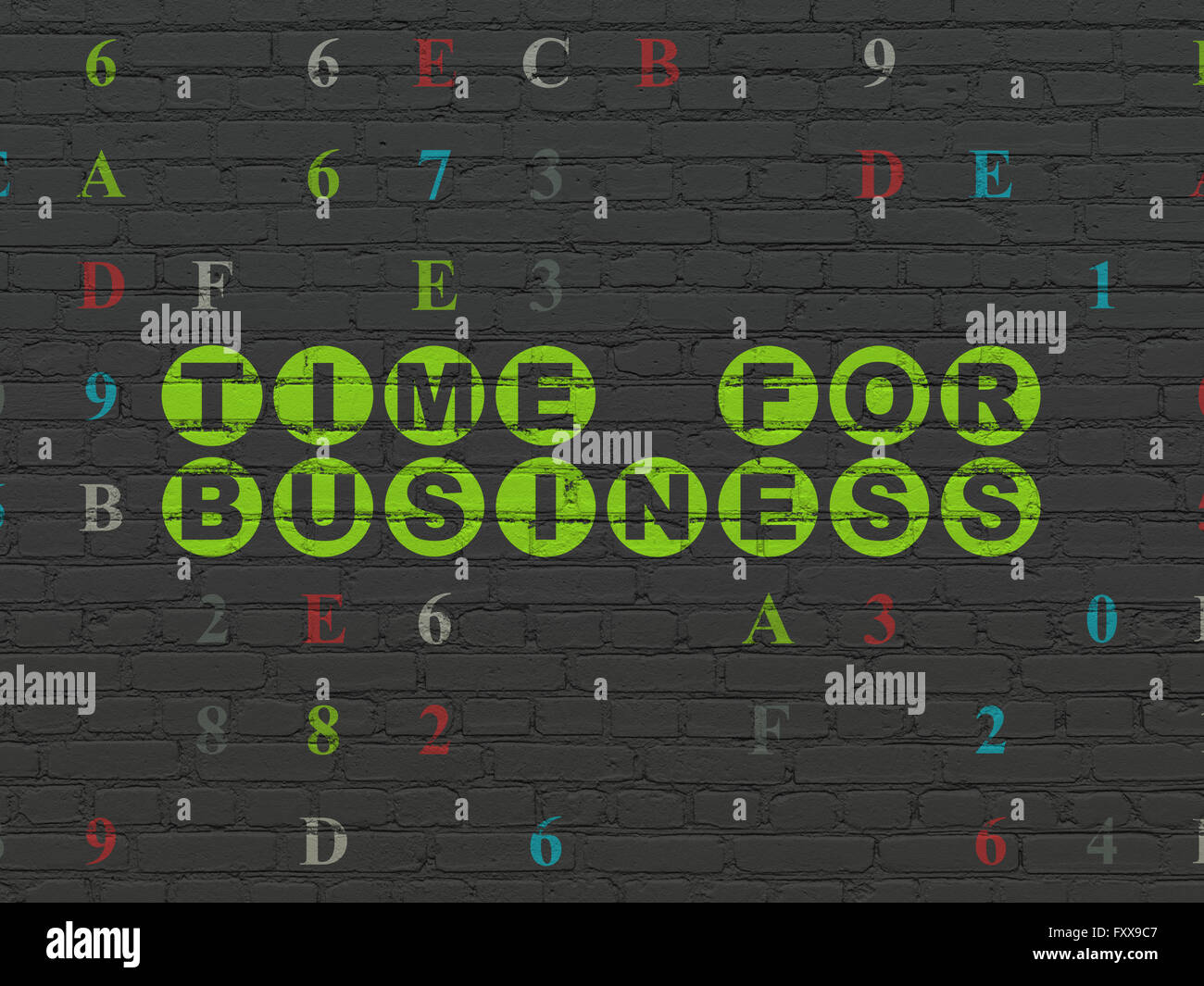 Timeline concept: Time for Business on wall background Stock Photo - Alamy