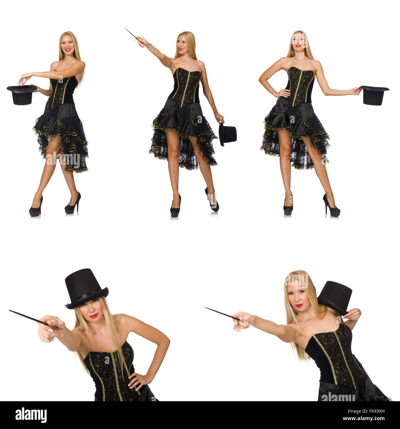 Composite photo of woman doing tricks Stock Photo - Alamy