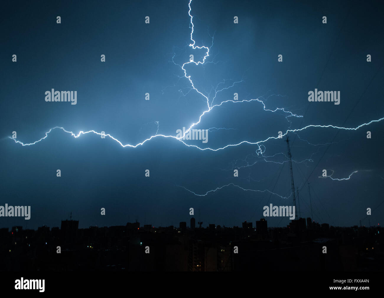 Lightning storm above the city Stock Photo - Alamy