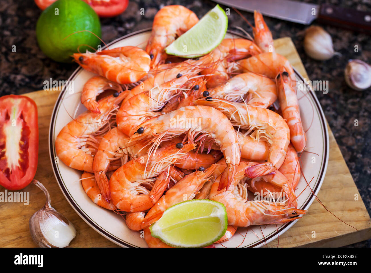 Plate seafood prawns hi-res stock photography and images - Alamy