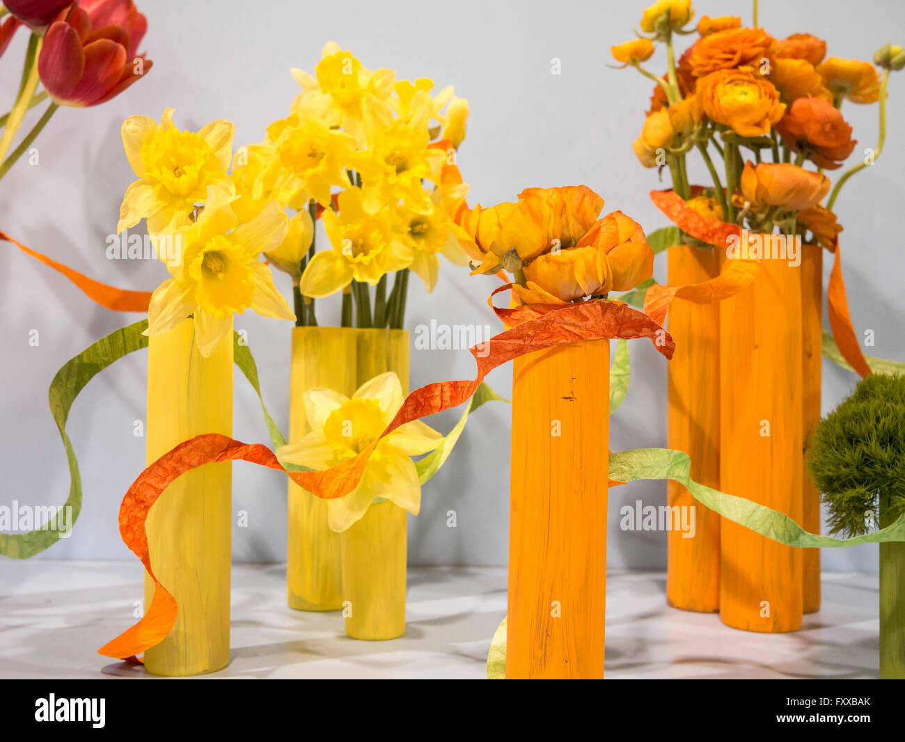 Flowers on display in spring home and garden trade show Stock Photo - Alamy