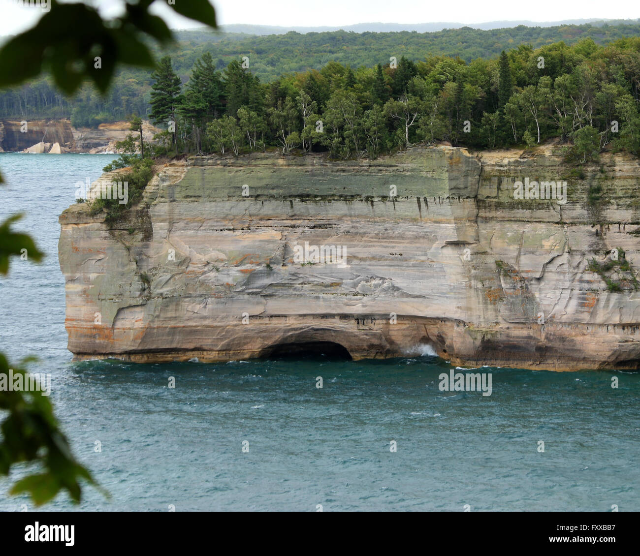 Pictured Rocks National Lakeshore on lake superior as viewed from the cliffs along a trail Stock ...