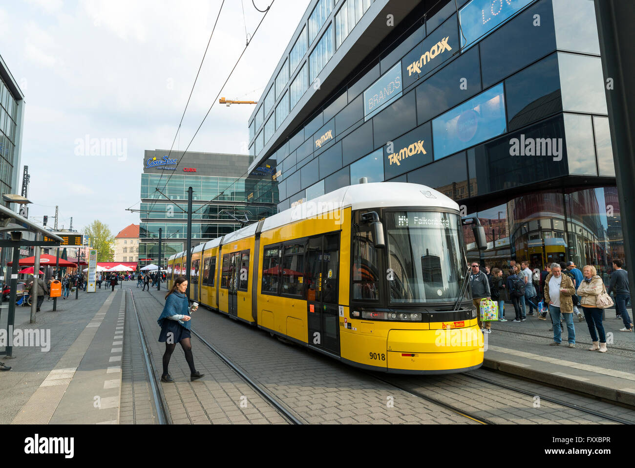 Tram on a tram stop in Berlin, Germany, Europe Stock Photo - Alamy