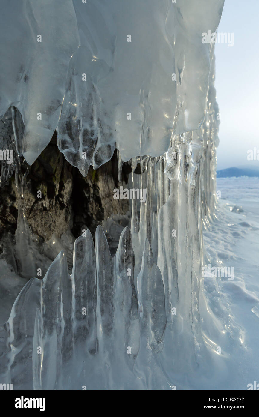 Ice stalactites and stalagmites in the rock Stock Photo - Alamy