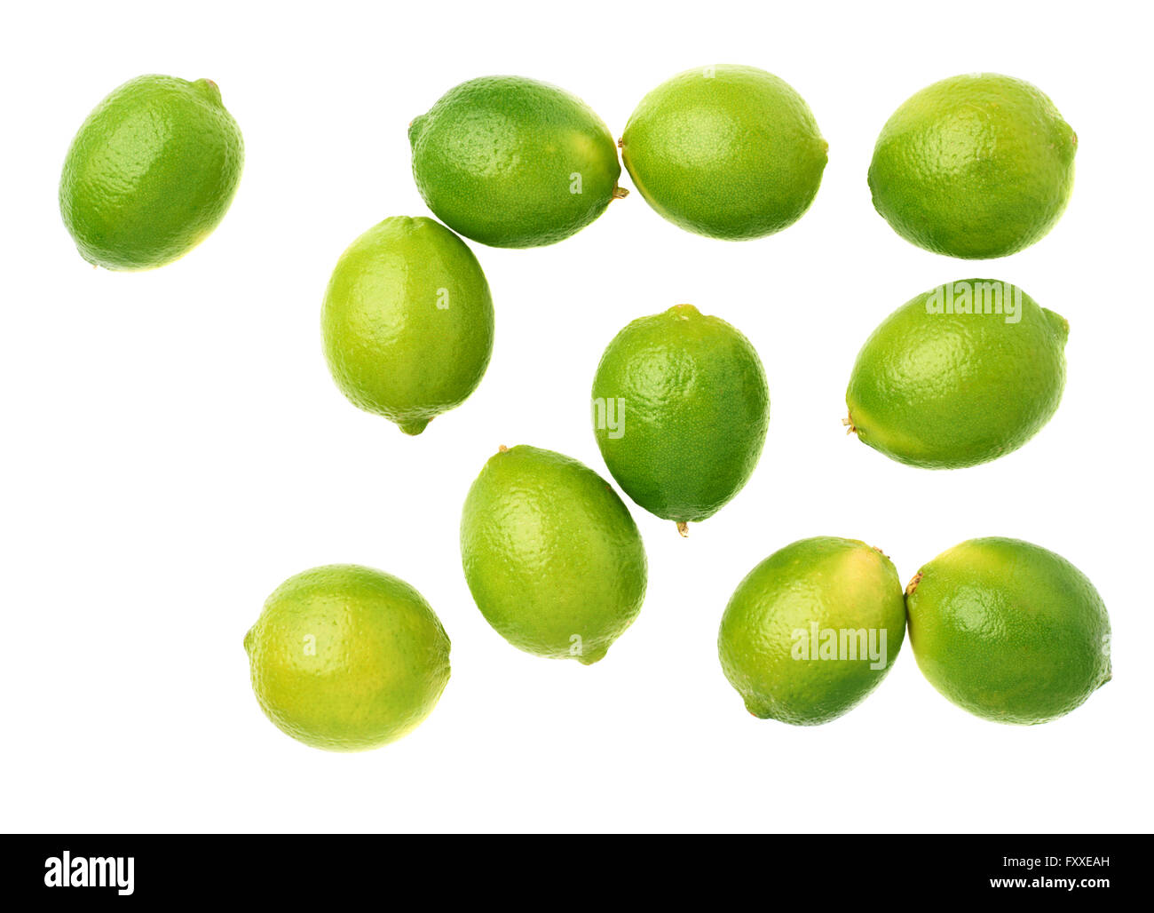 Surface covered with multiple ripe limes, composition isolated over the ...