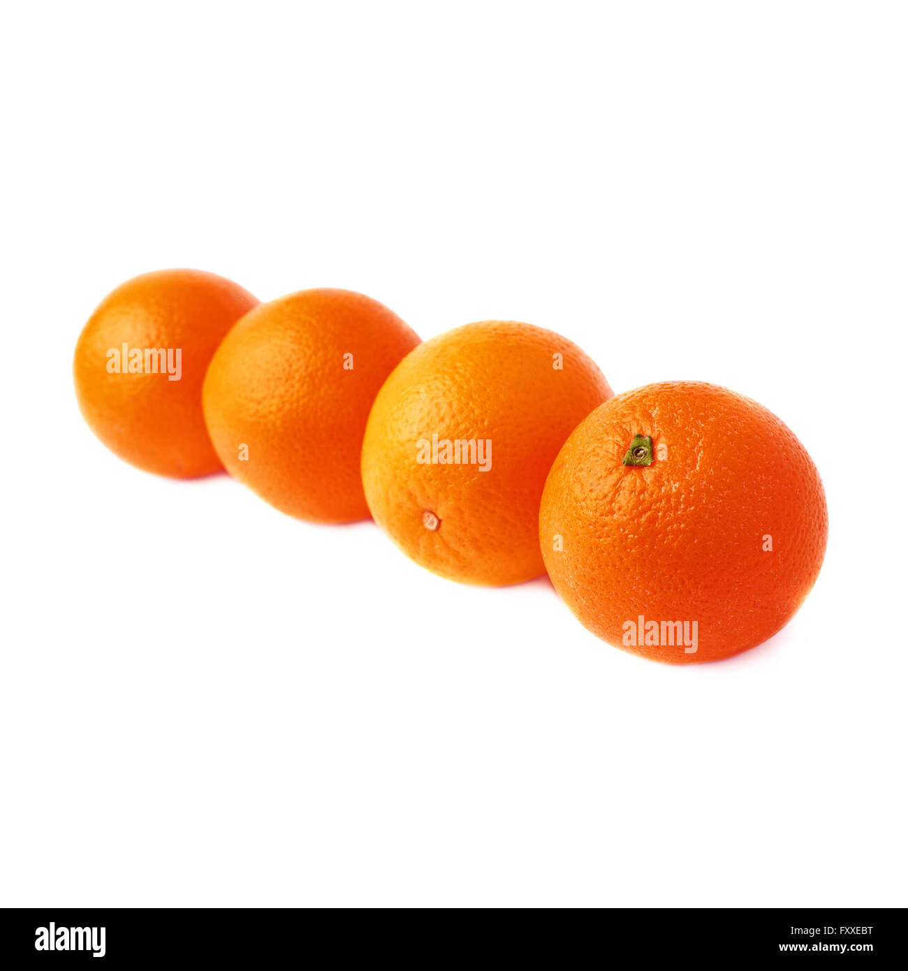 Four oranges fruits composition isolated over the white background ...