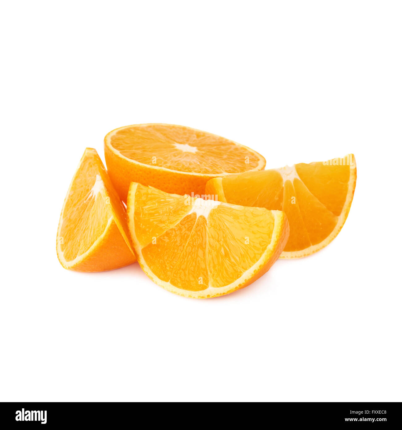 Served orange fruit composition isolated over the white background ...