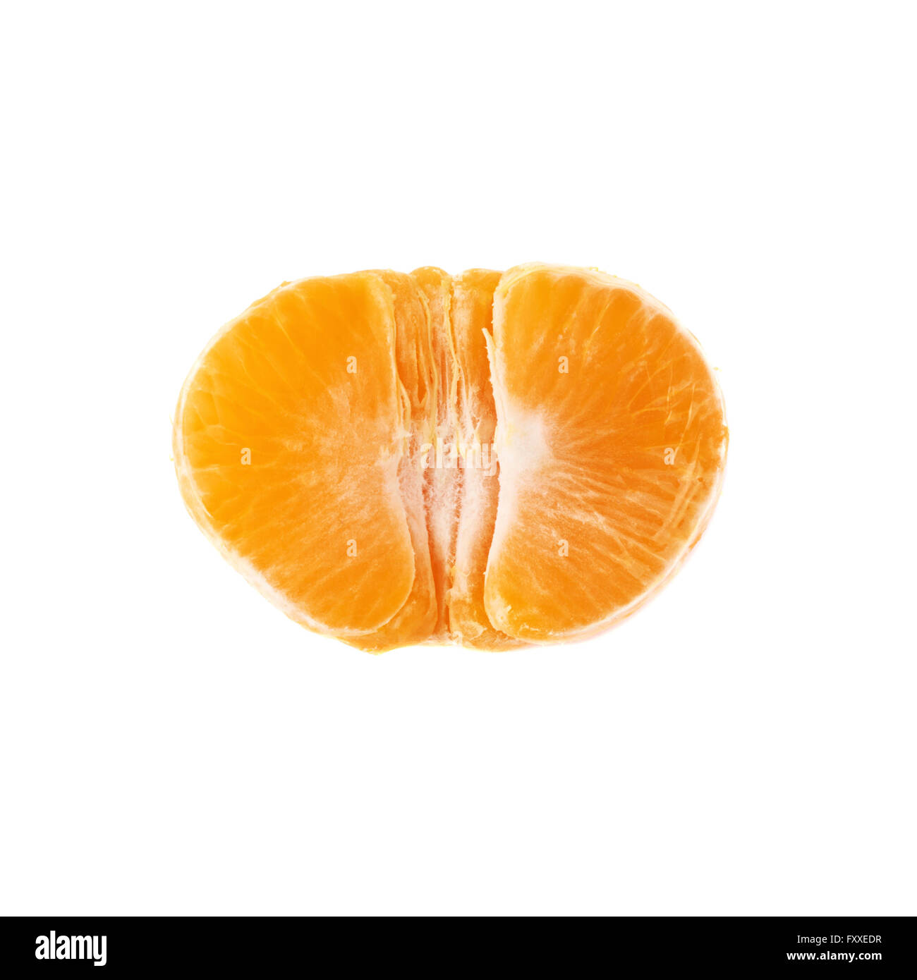 Half of fresh juicy tangerine fruit isolated over the white background ...