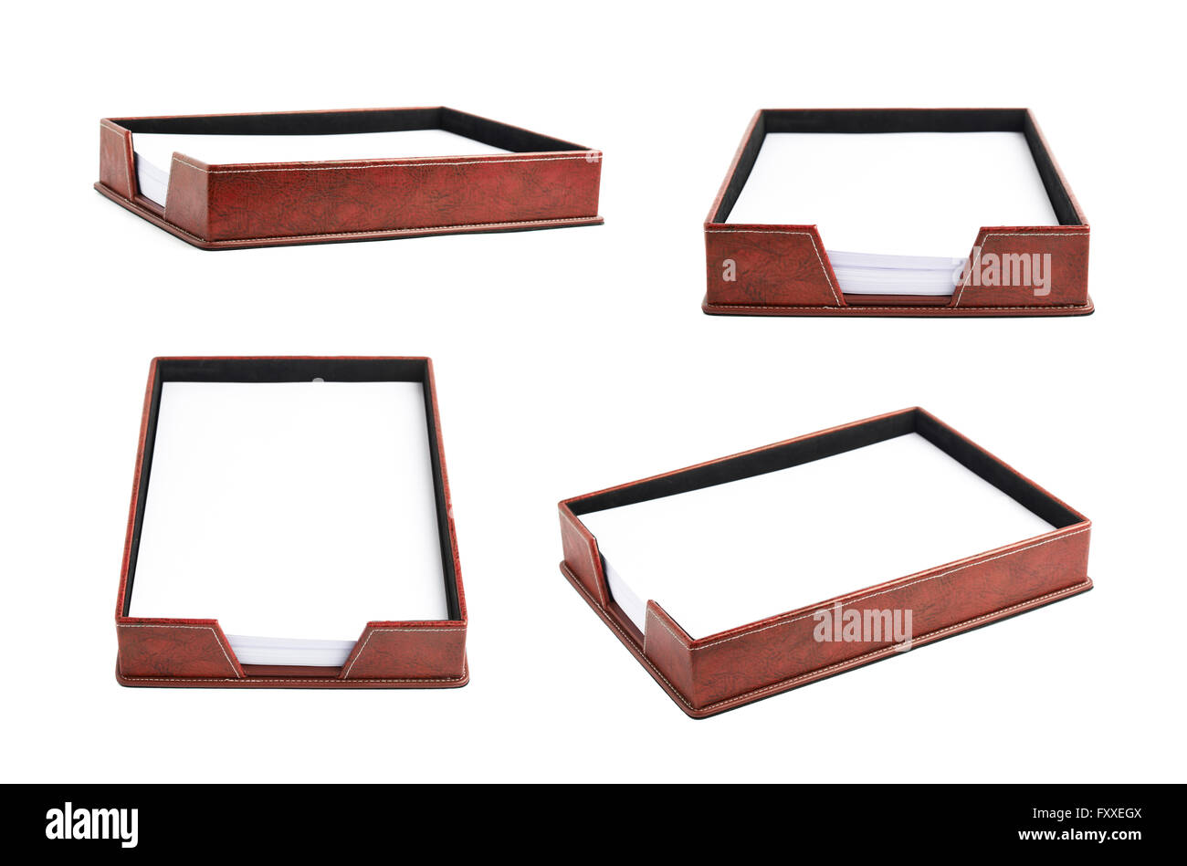 Red leather paper holder box Stock Photo - Alamy