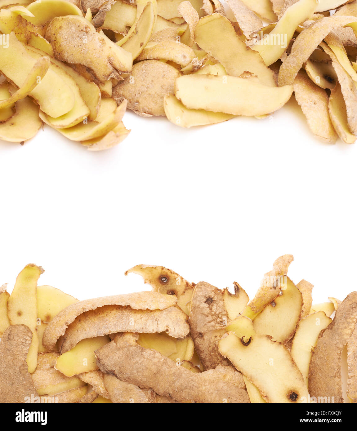 Pile of potato peels isolated Stock Photo - Alamy