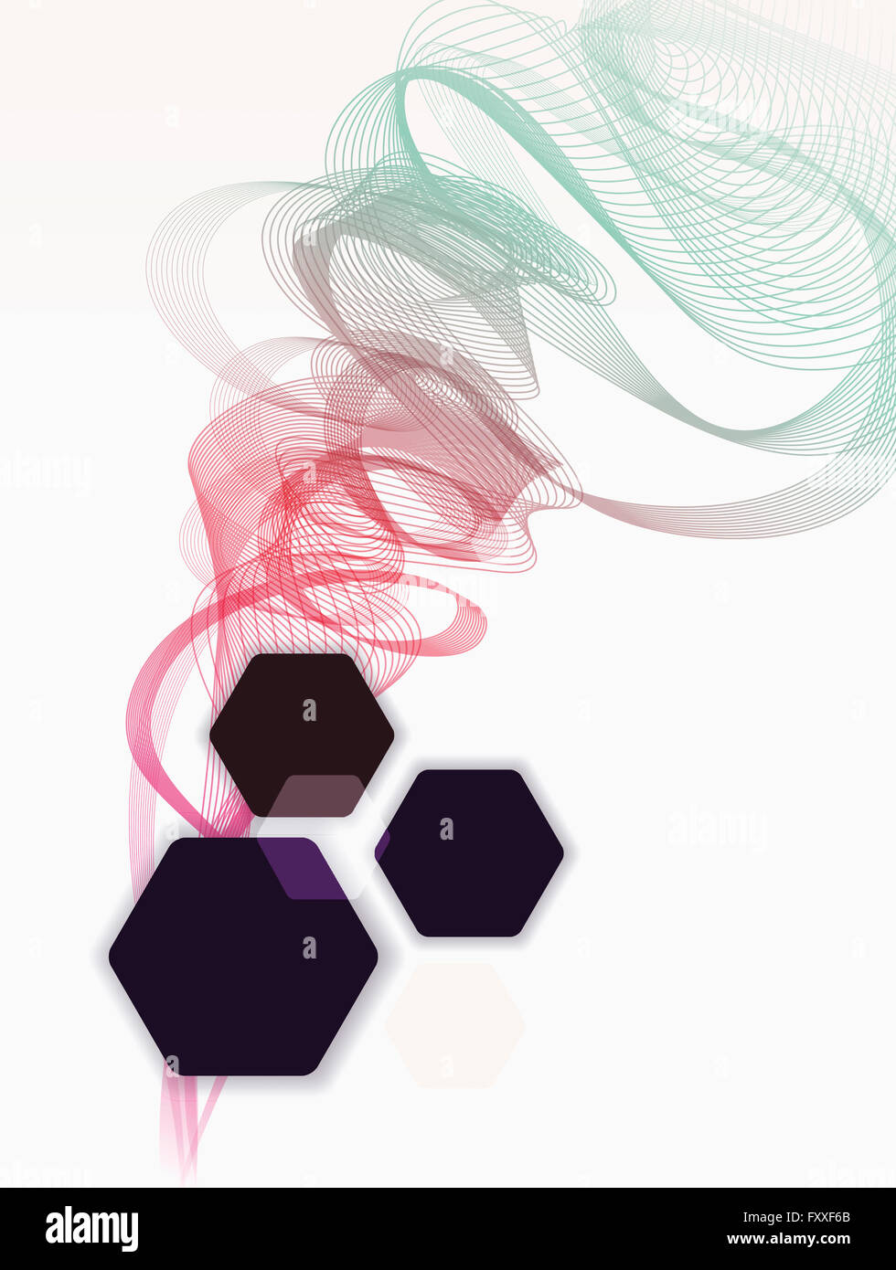 Abstract waves of lines and hexagons Stock Photo - Alamy