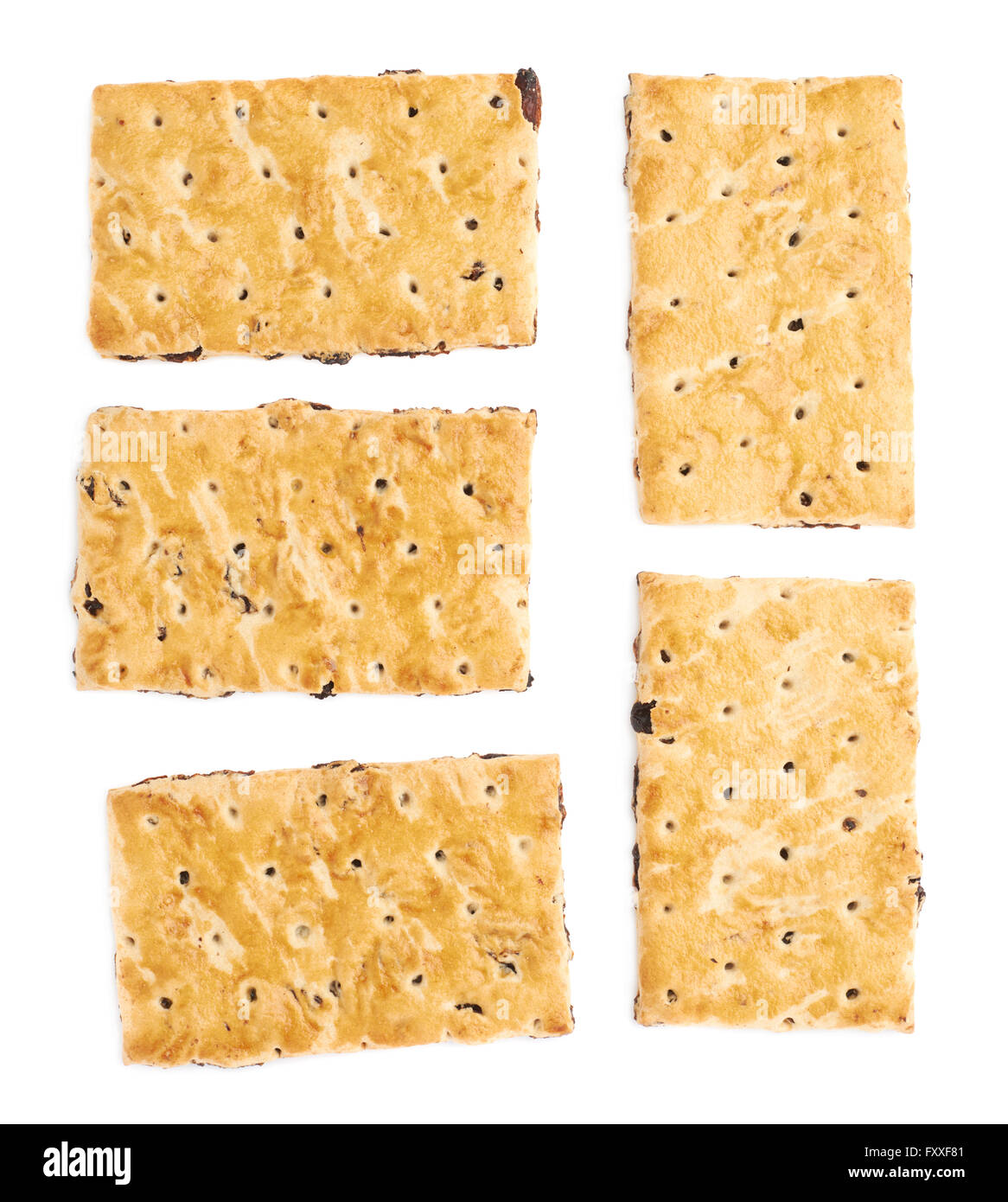 Five single cracker cookies isolated Stock Photo - Alamy