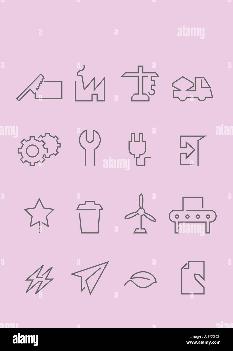 Set of various simple line icons Stock Photo - Alamy