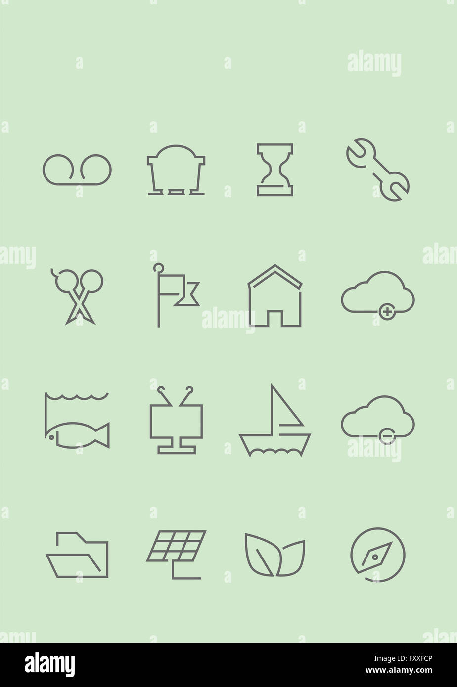 Set of various simple line icons Stock Photo - Alamy