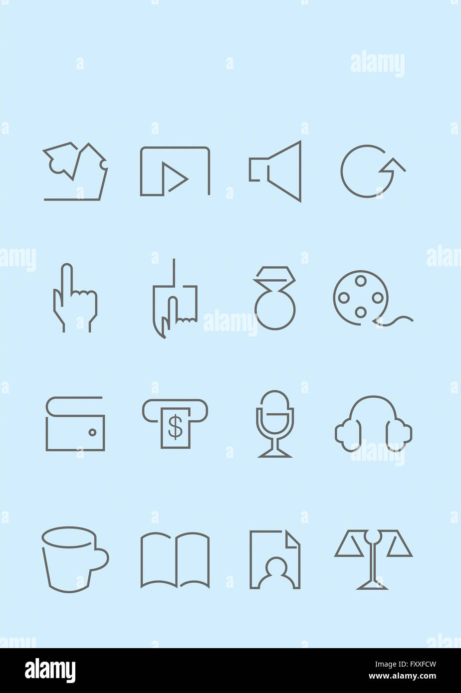 Set of various simple line icons Stock Photo - Alamy