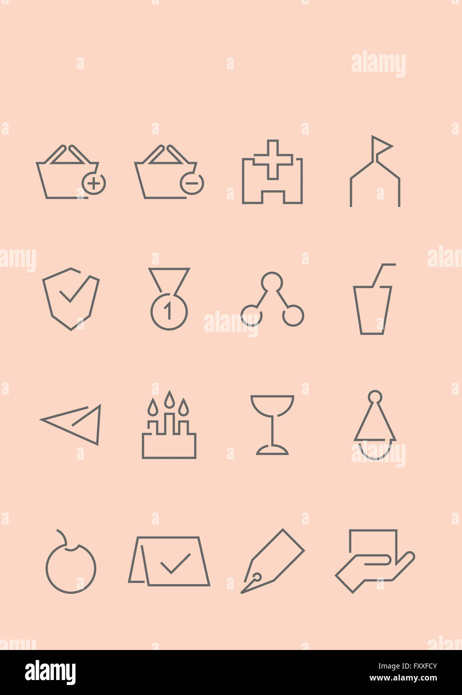 Set of various simple line icons Stock Photo - Alamy