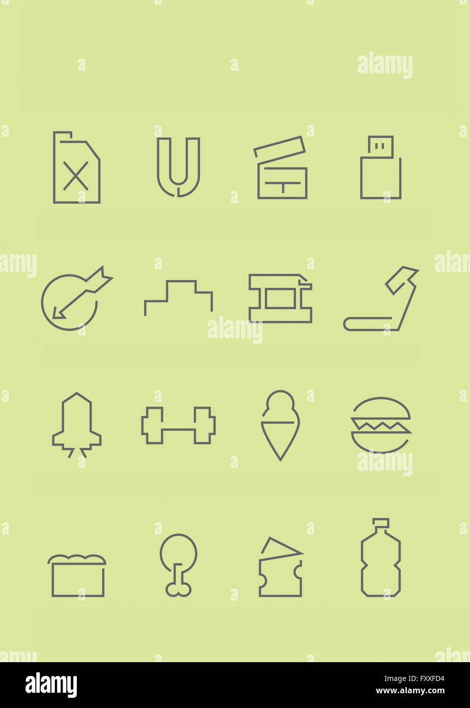Set of various simple line icons Stock Photo - Alamy