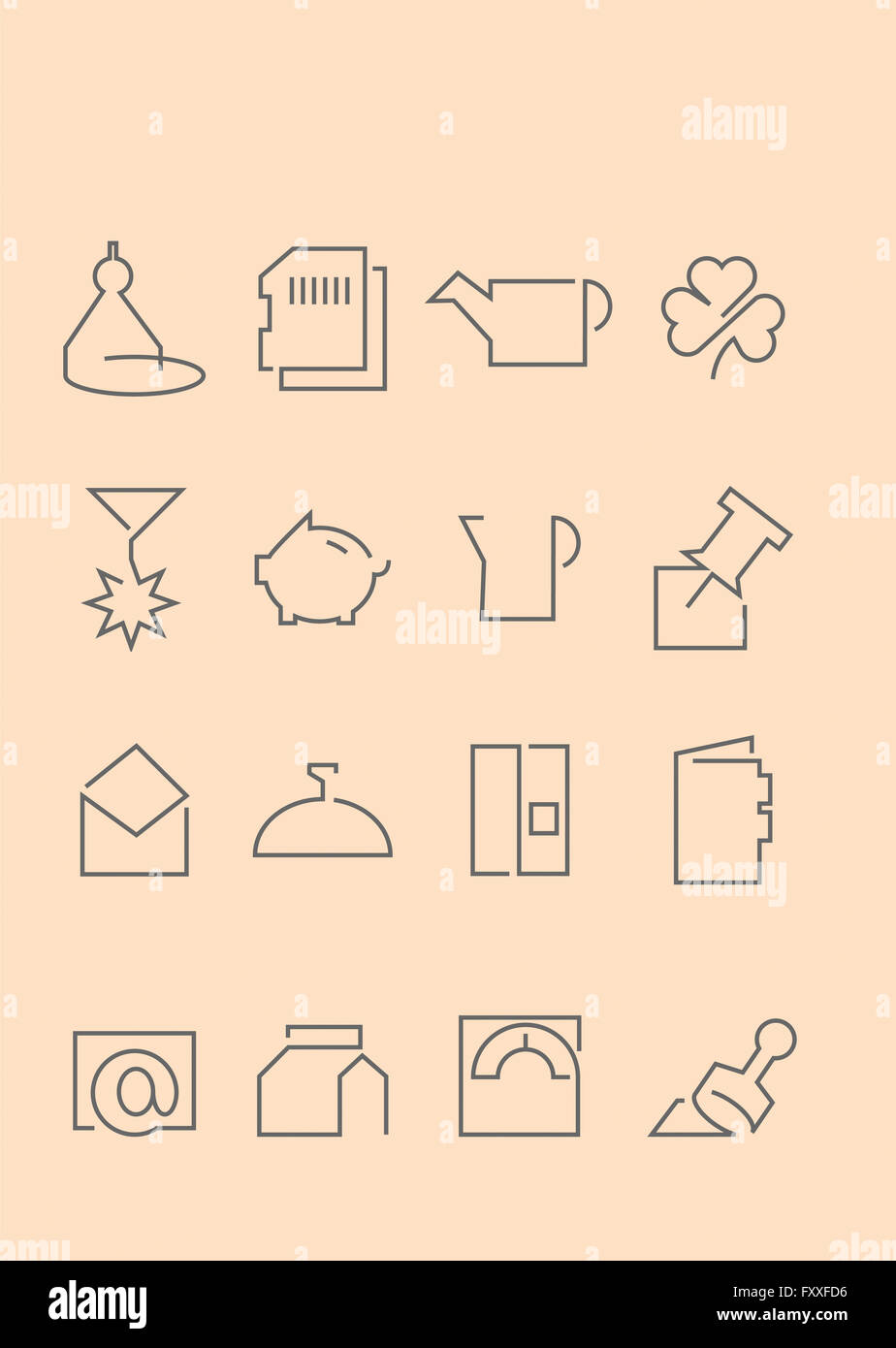 Set of various simple line icons Stock Photo - Alamy