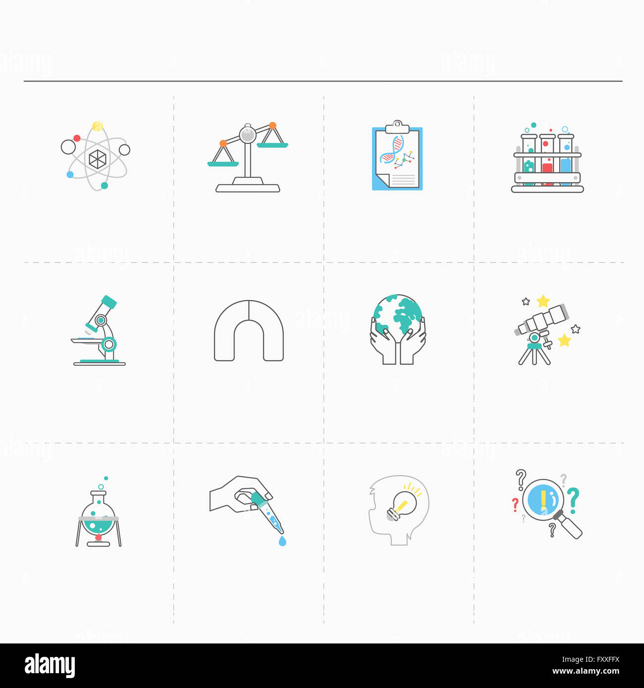 Set of various line icons related to science education Stock Photo - Alamy