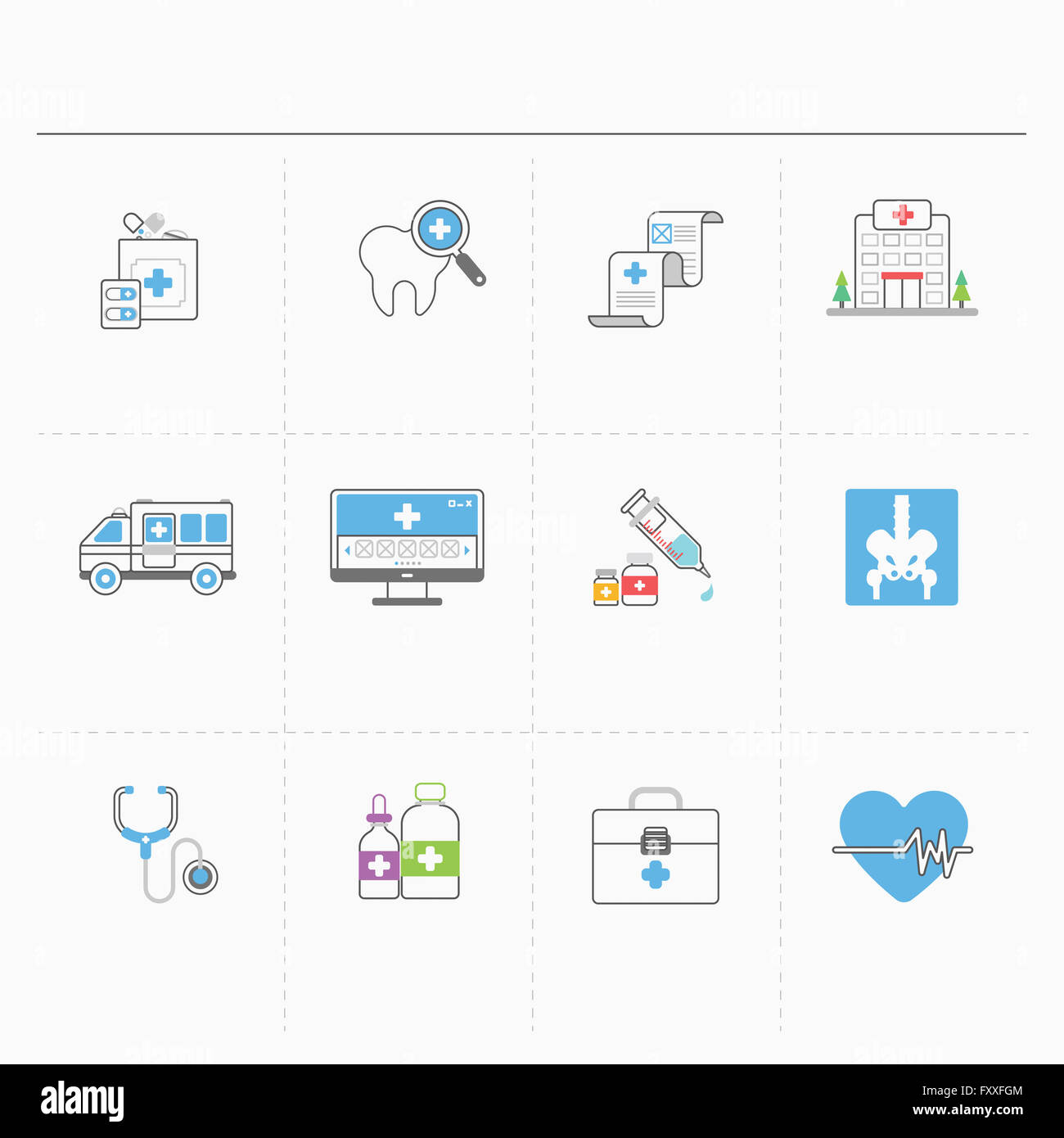 Set of various line icons related to hospital Stock Photo - Alamy