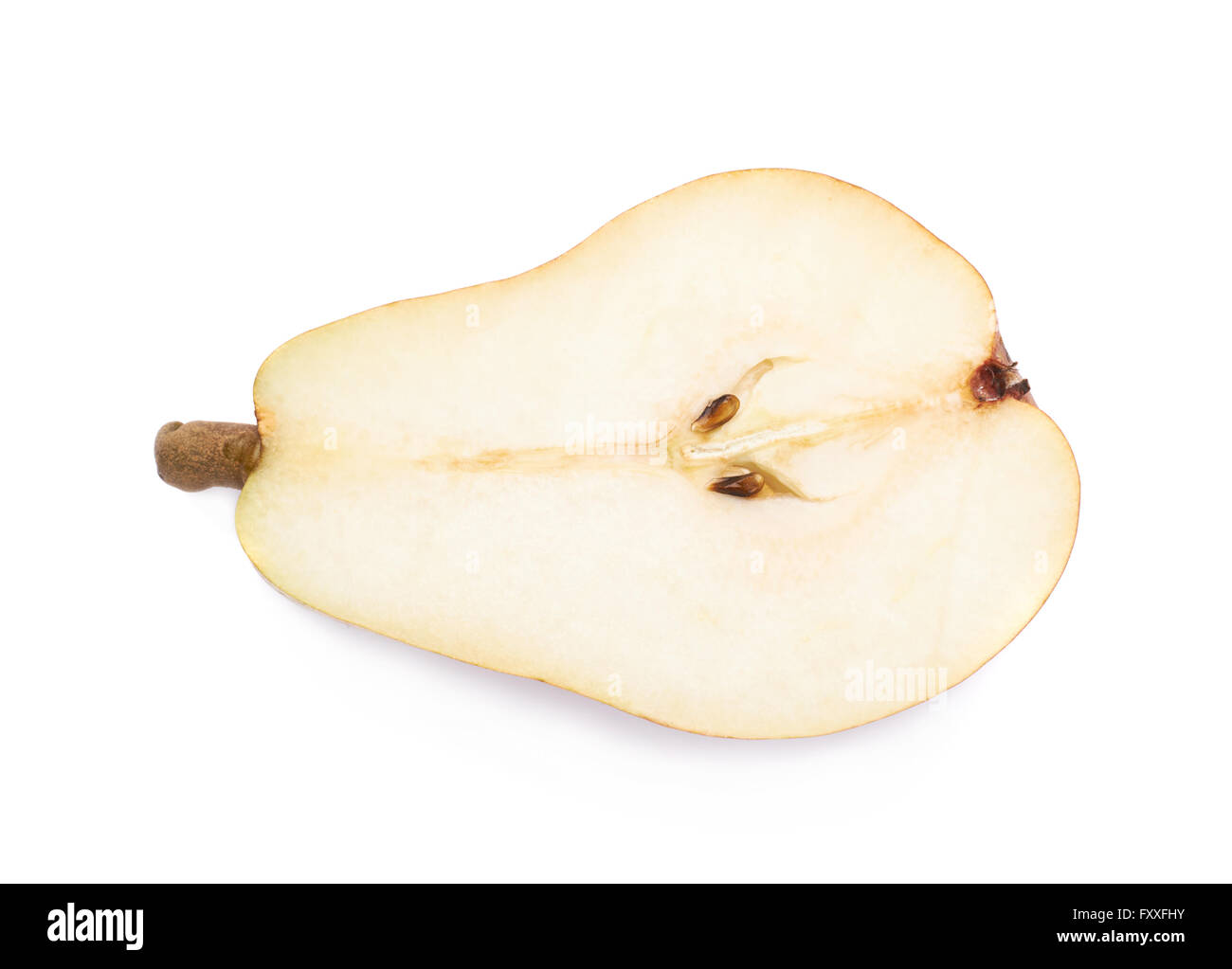Red pear cut in half isolated Stock Photo - Alamy