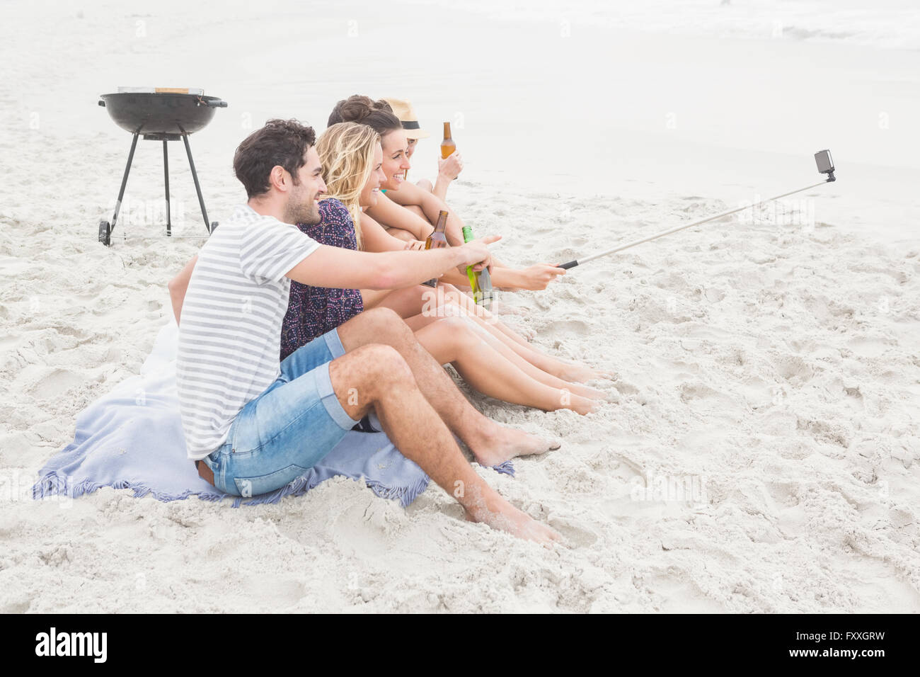 Selfie stick group beach hi-res stock photography and images - Alamy